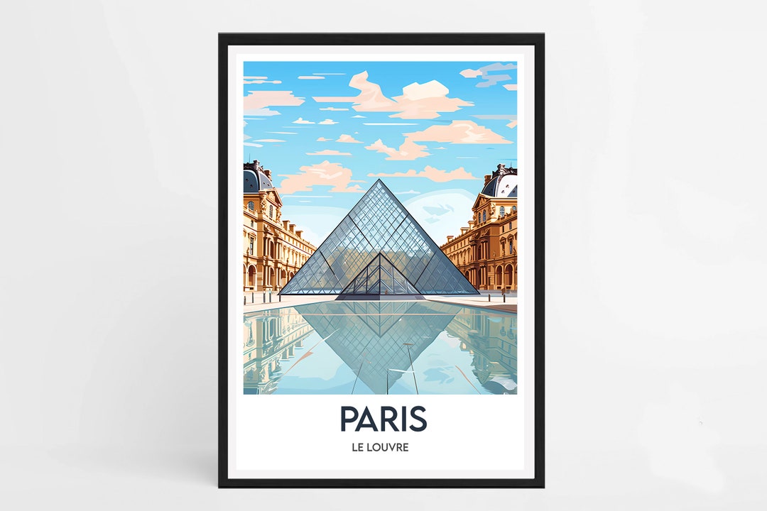 The Louvre Poster Minimalist Illustration of the Louvre France Travel ...