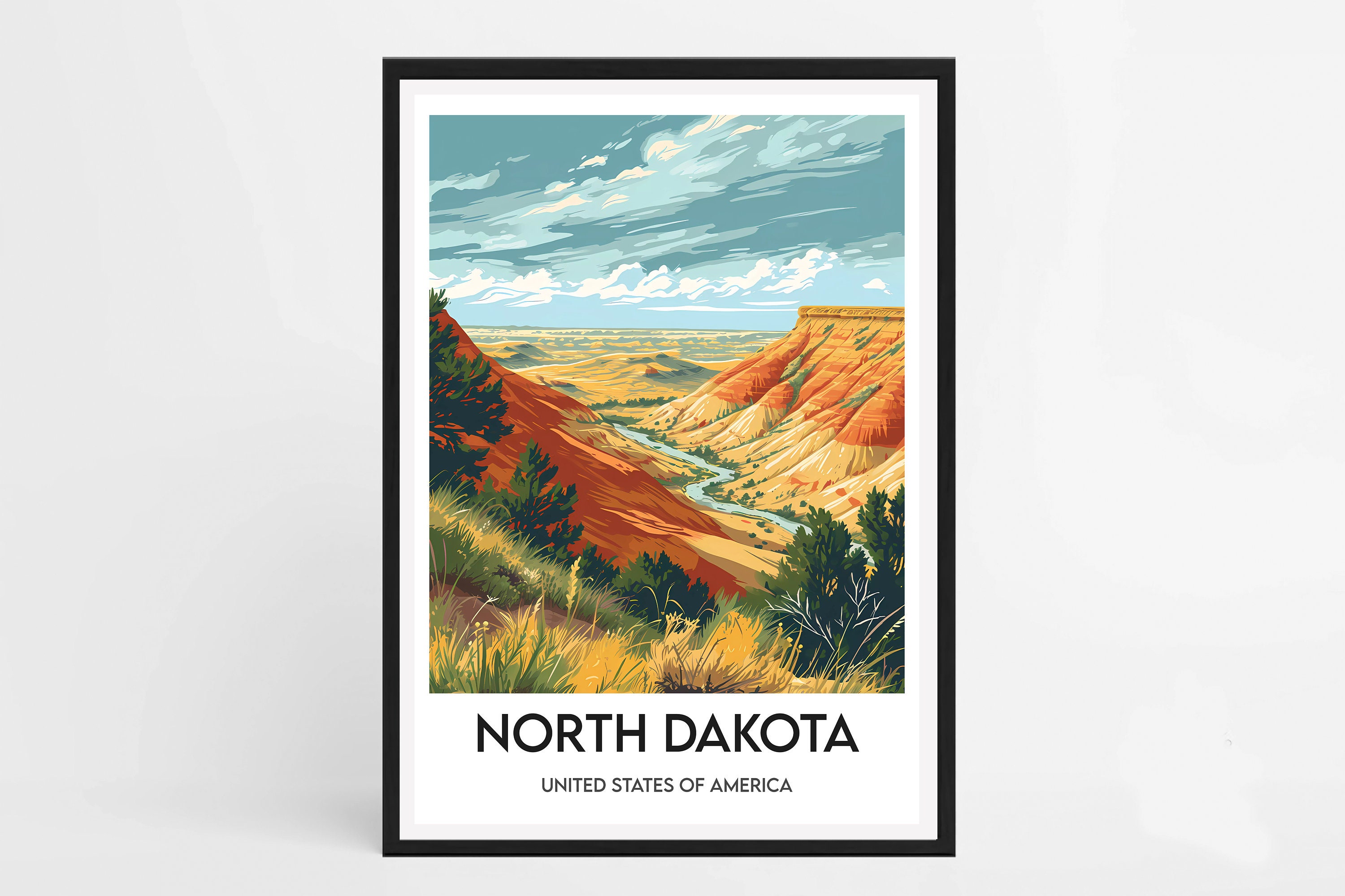 North Dakota Poster North Dakota Travel Poster Tourism Poster Interior ...