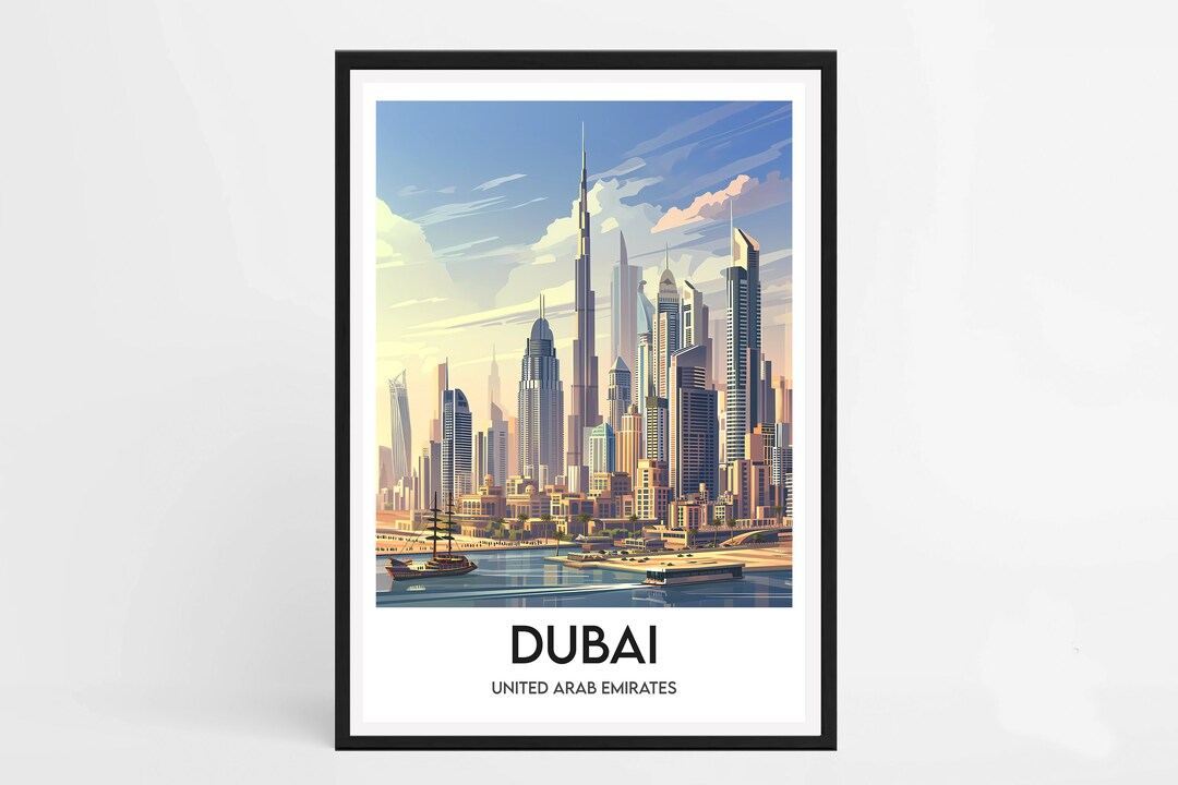 Dubai Poster Dubai Travel Poster Interior Decoration Dubai United Arab ...
