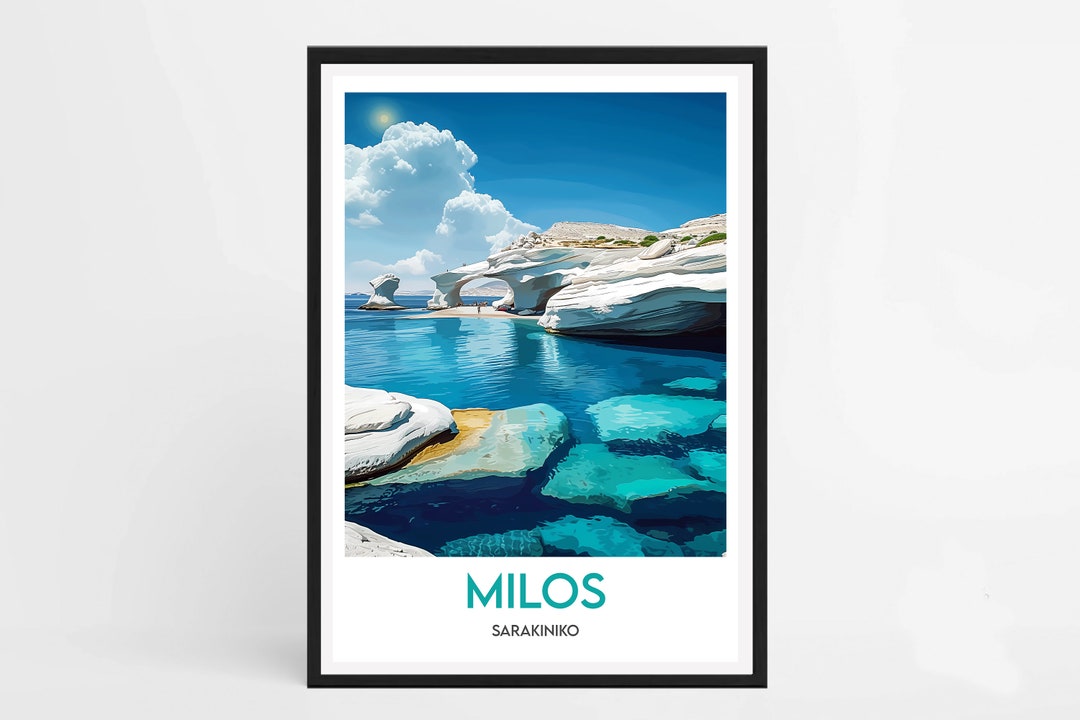 Milos Sarakiniko Beach Poster (minimalist Style, Greek Decor) - Etsy