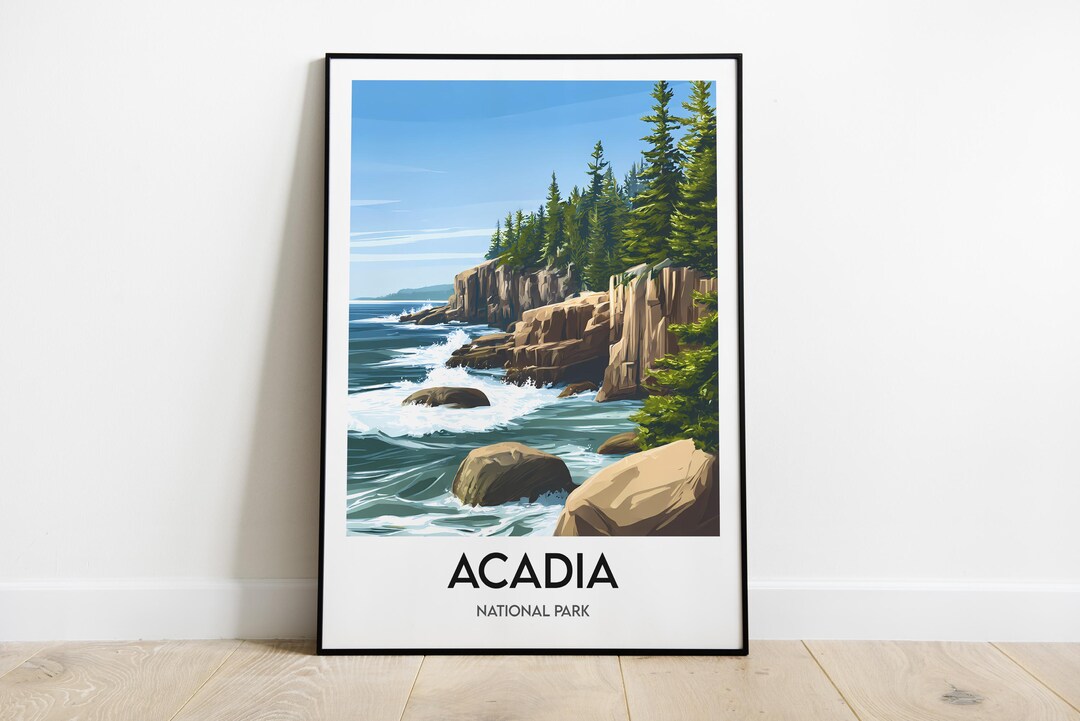 Acadia National Park Travel Poster, Rustic Charm (digital and Framed ...
