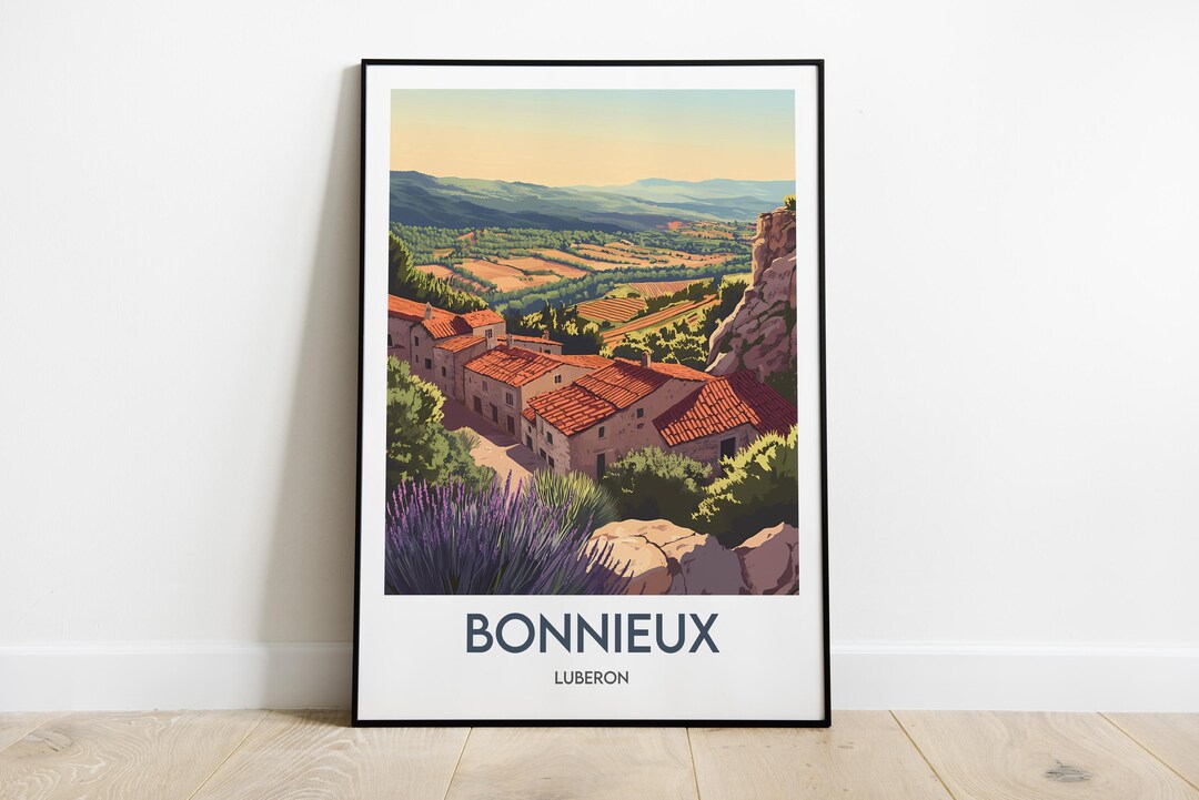 Bonnieux Poster With Luberon View | Provence Landscape Poster ...