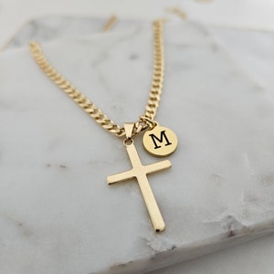 Personalized CROSS NECKLACE Engraved Cross Necklace With Initial Custom ...