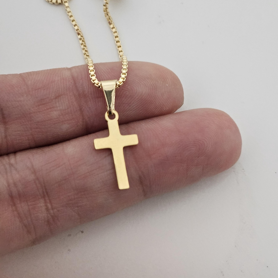 Children's Gold Cross Necklace Kids Dainty Cross Necklace Gold Cross ...