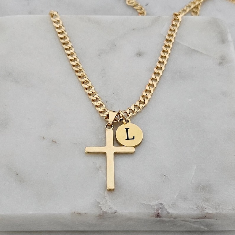 Dainty 18k Gold Filled Initial Cross Necklace, Faith Jewelry for Women ...