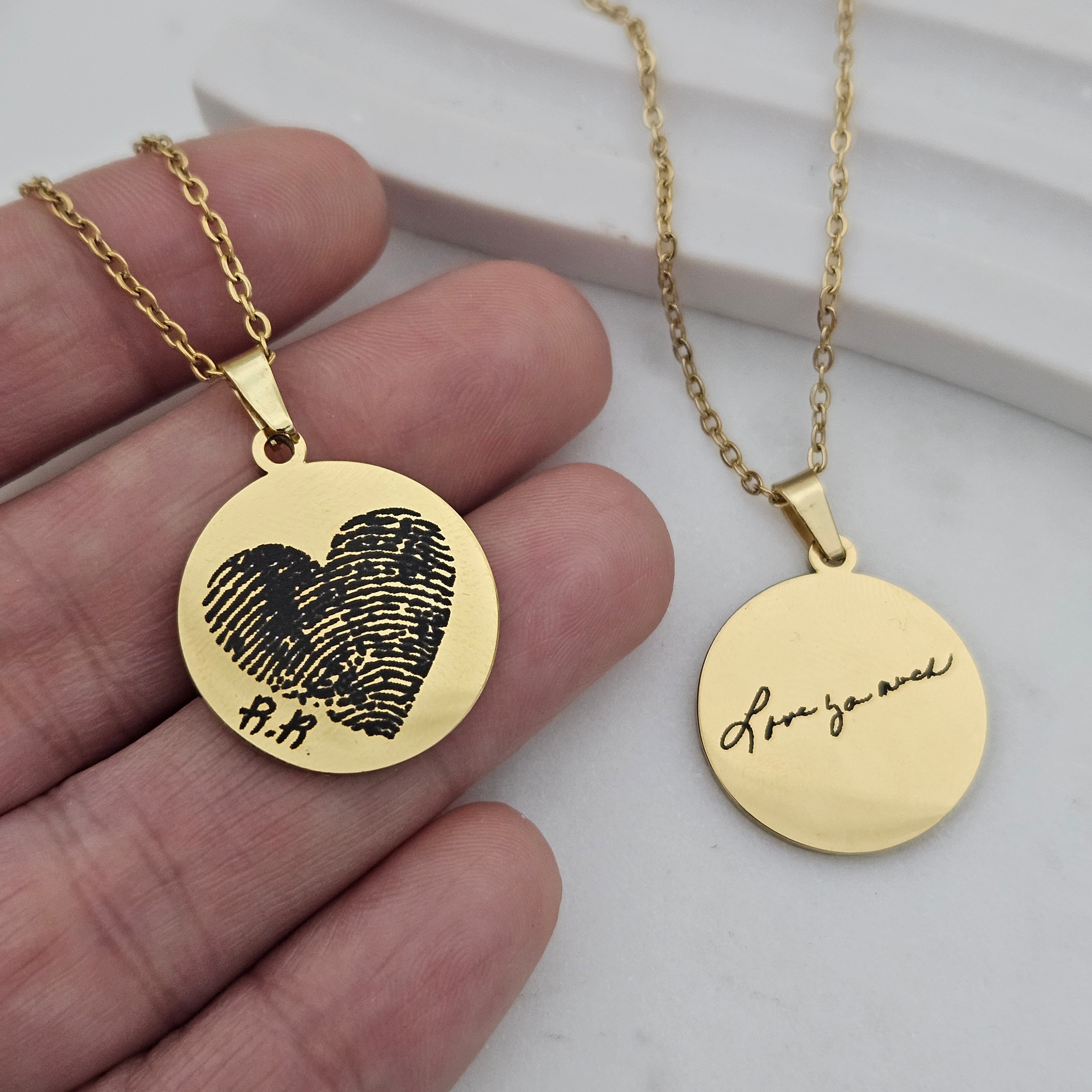 Actual Fingerprint Necklace Personalized Gift Engraved Fingerprint ...