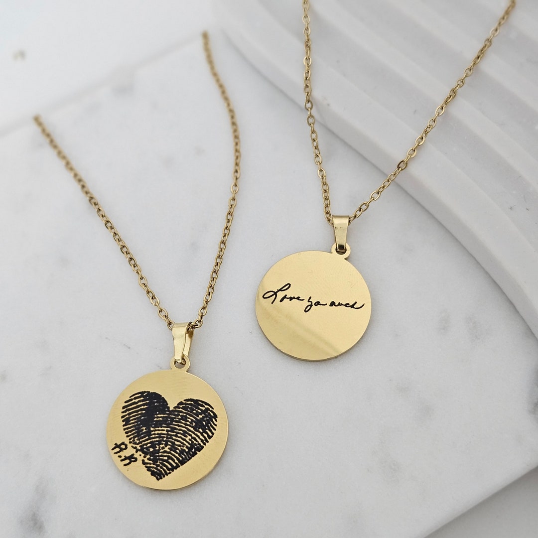 Actual Fingerprint Necklace Personalized Gift Engraved Fingerprint ...