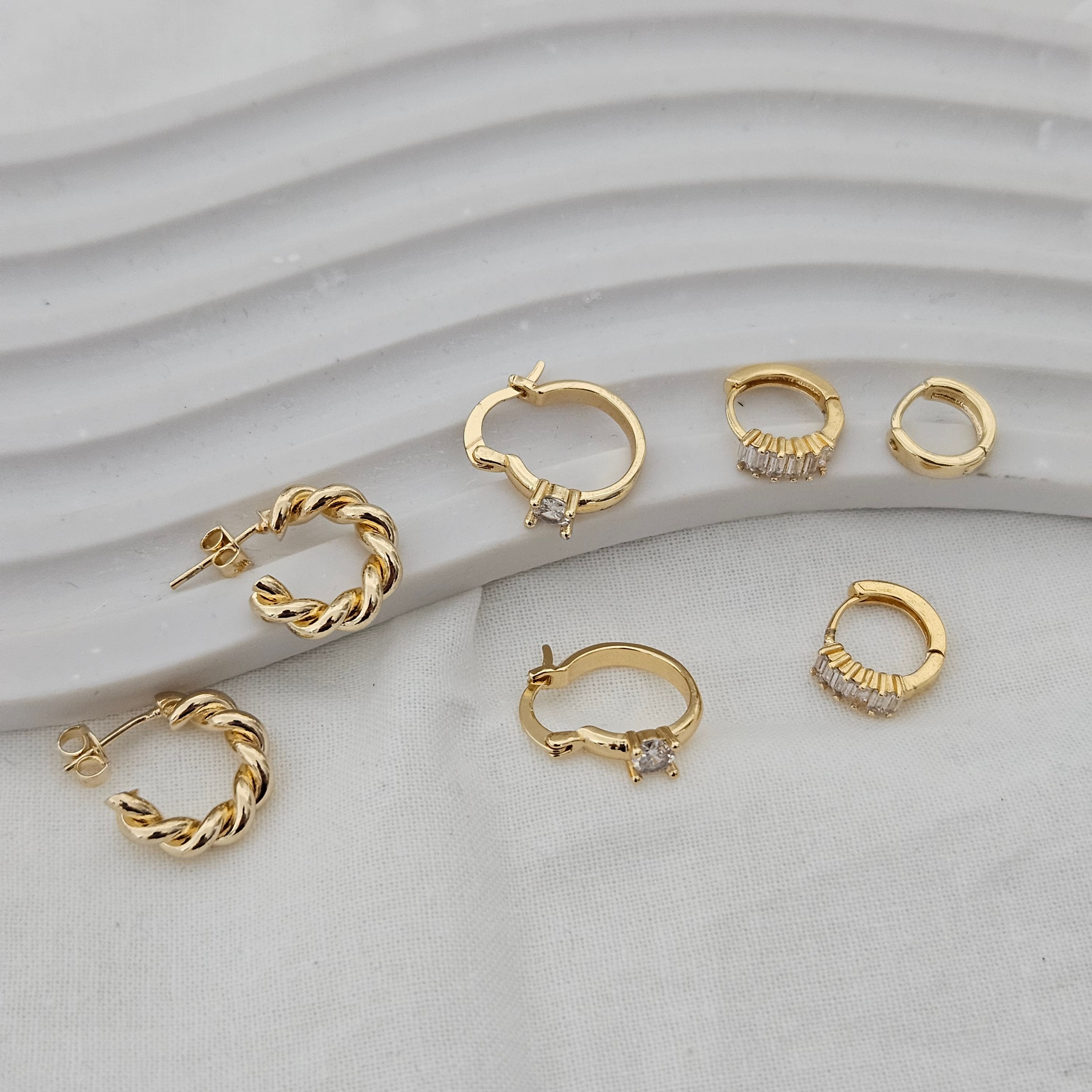 4 Pair 18k Gold Filled Hoop Set Thick Huggie Hoop Antitarnish Hoop Gold ...