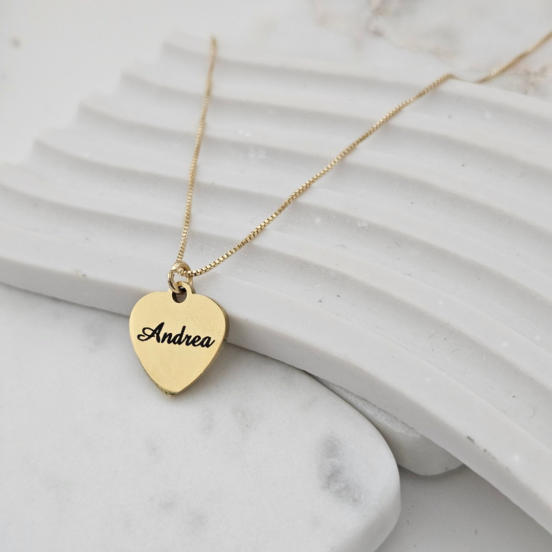 Personalized Necklace Gift Engraved Heart Necklace Any Text Name Date ...