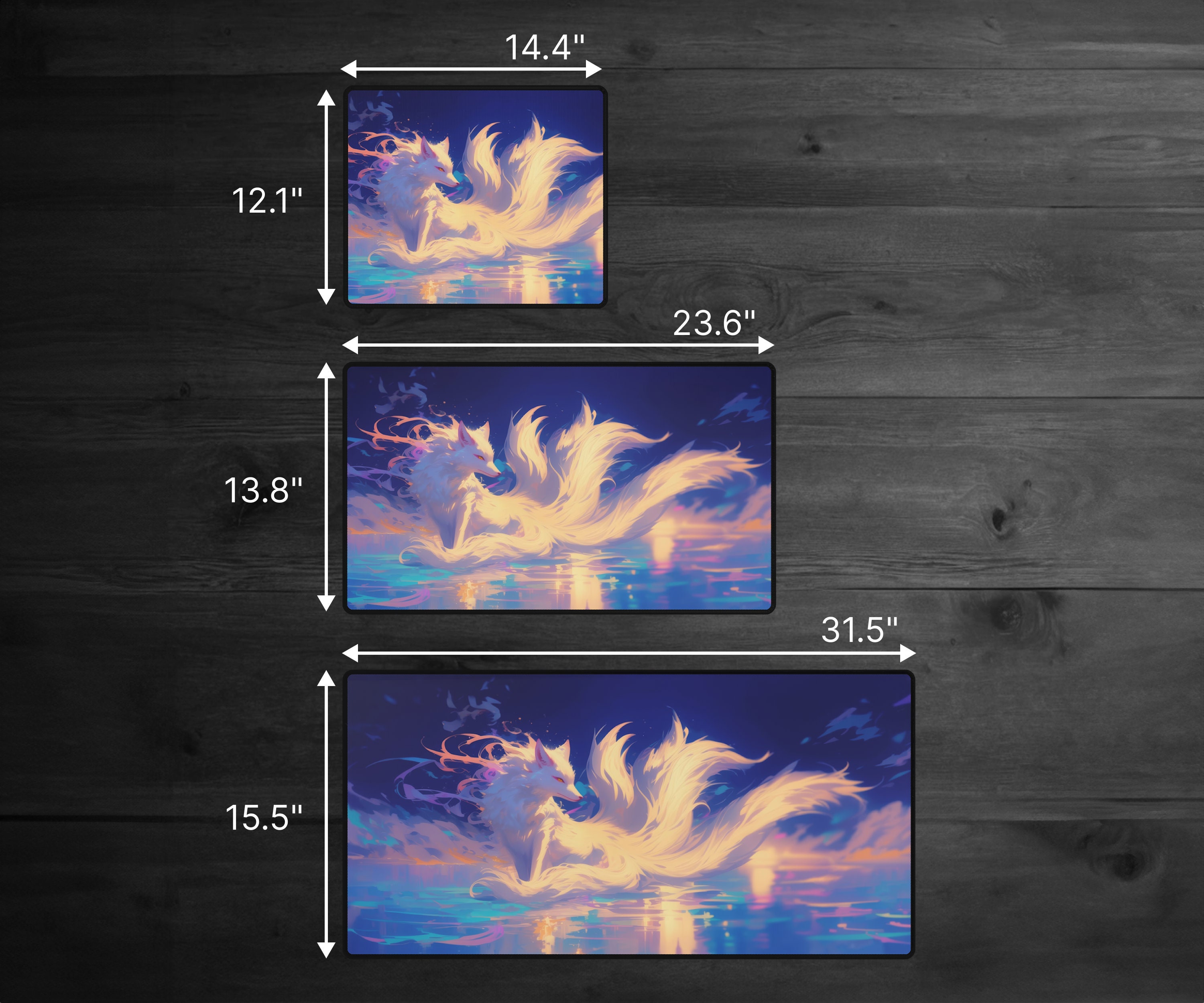 Ninetaled Fox Desk Mat, Anime Desk Mat, Anime Gaming Mouse Pad, Fantasy ...