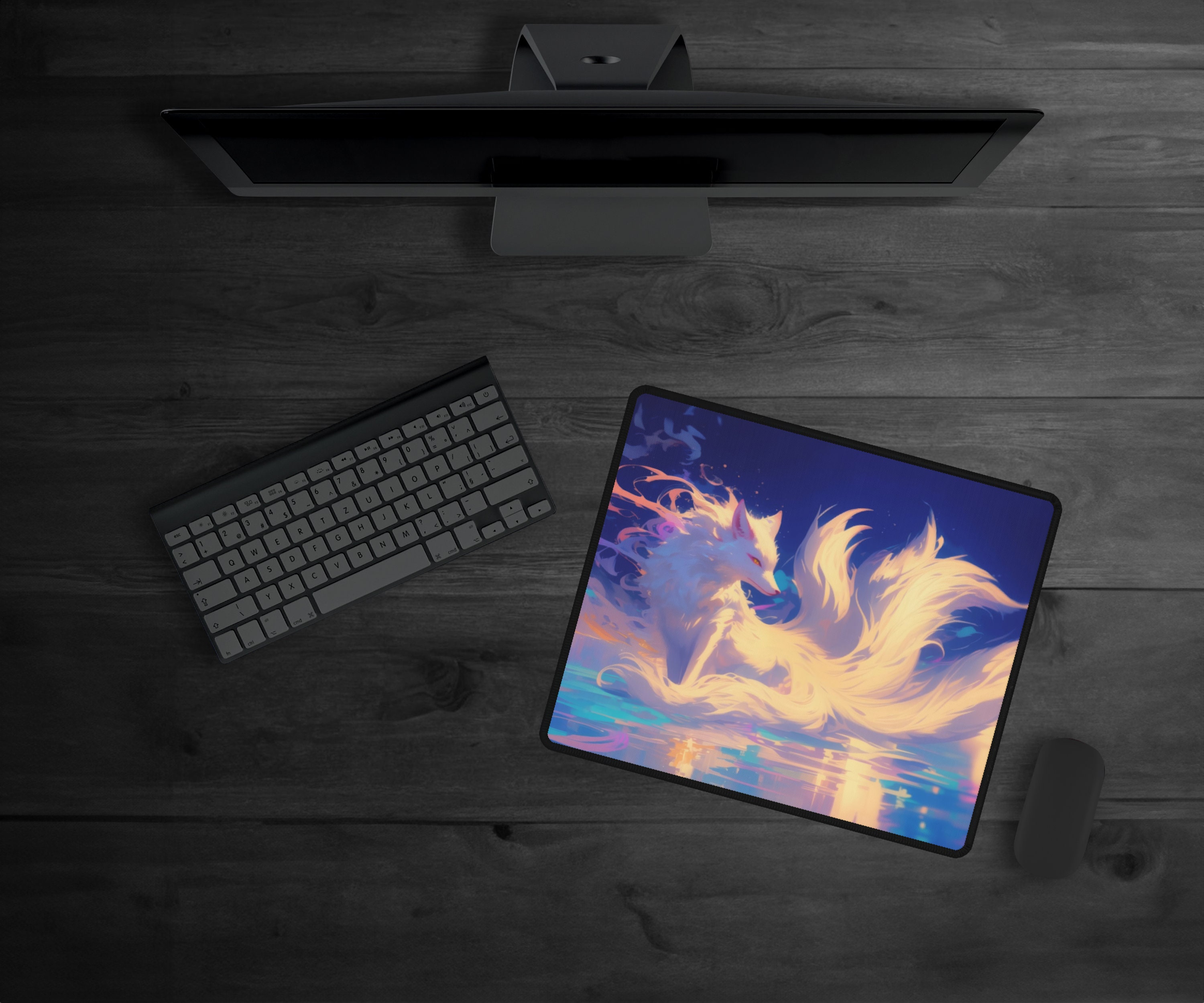 Ninetaled Fox Desk Mat, Anime Desk Mat, Anime Gaming Mouse Pad, Fantasy ...