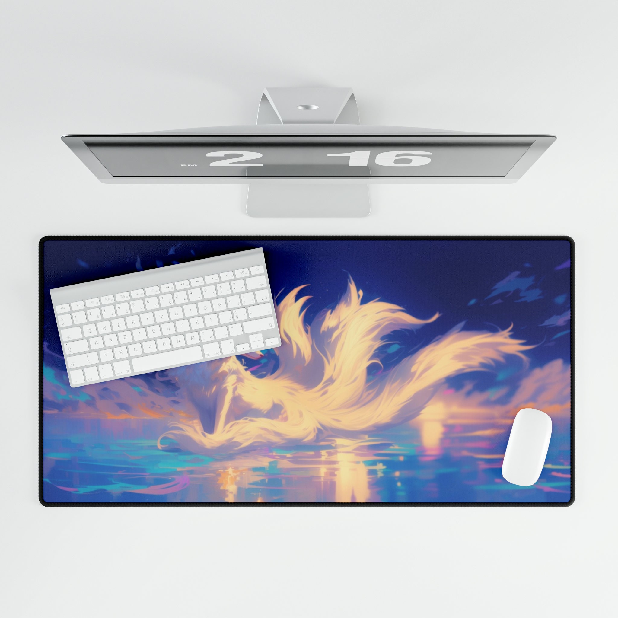 Ninetaled Fox Desk Mat, Anime Desk Mat, Anime Gaming Mouse Pad, Fantasy ...