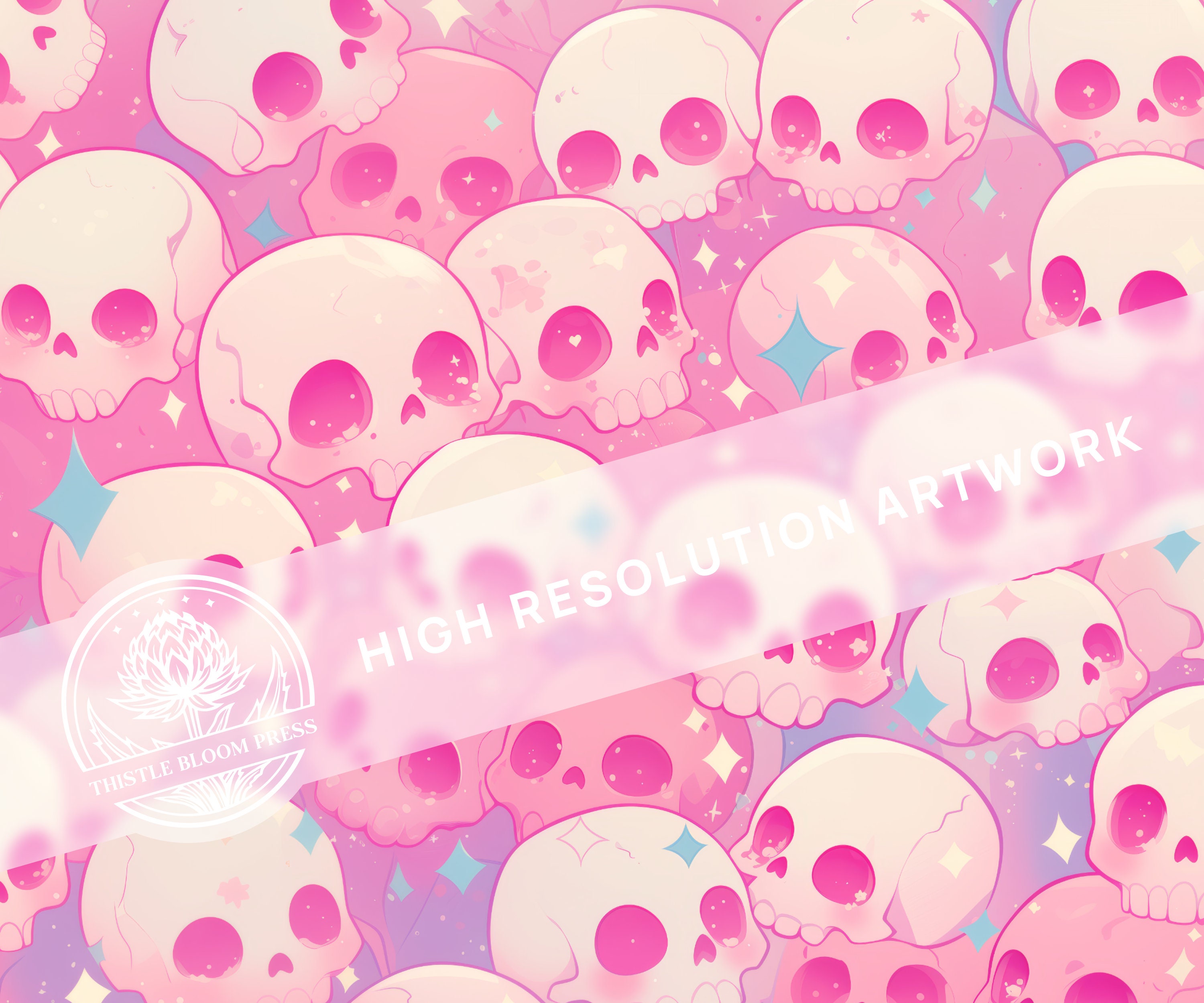Creepy Kawaii Skull Desk Mat, Cute Pastel Goth Mousepad, Pink Skulls ...