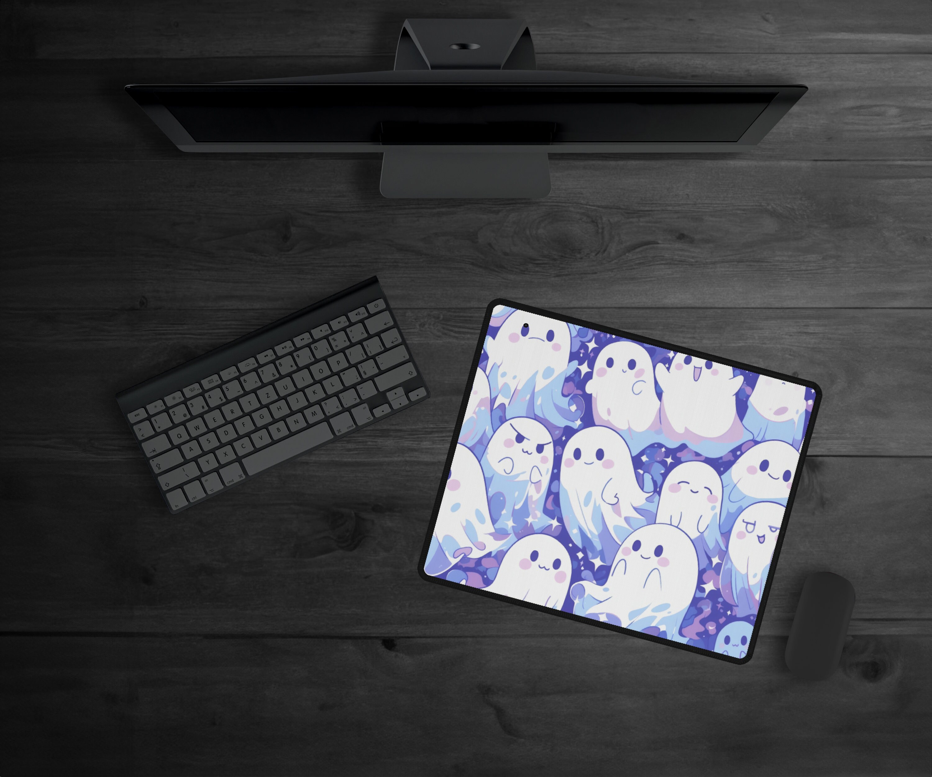 Creepy Kawaii Ghosts Desk Mat, Cute Pastel Goth Mousepad, Cute Ghost ...