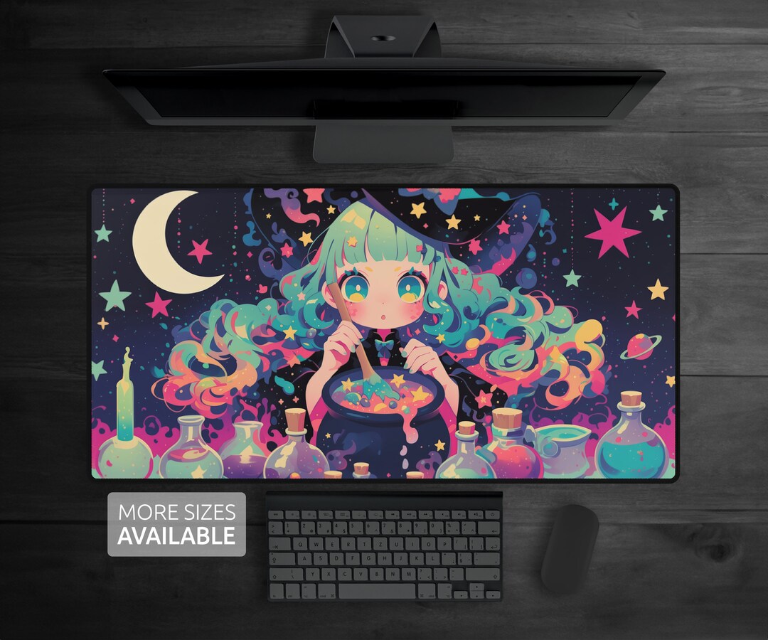 Kawaii Pastel Goth Witch Desk Mat, Magical Potions Mousepad, Celestial ...