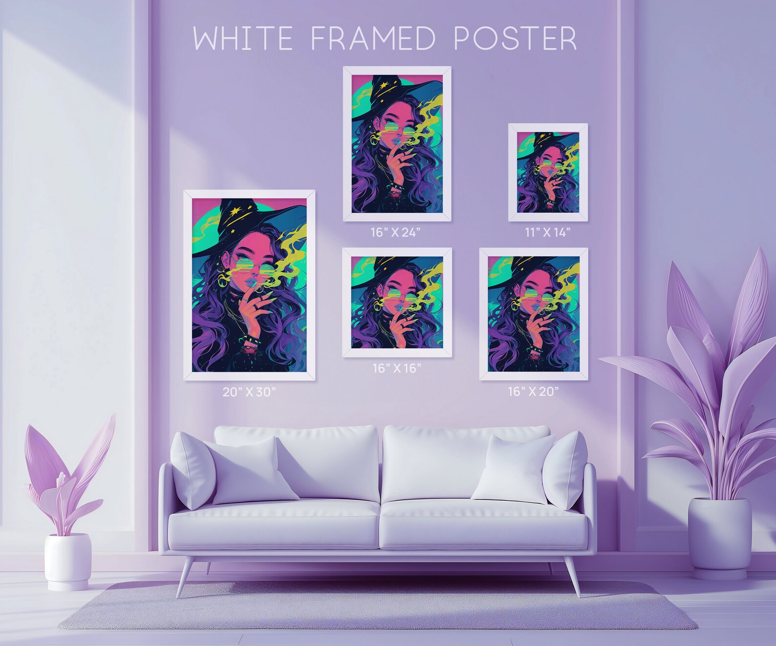 Vaporwave Goth Witch Poster, Neon Magic Art Print, Cyber Witch, Wall ...