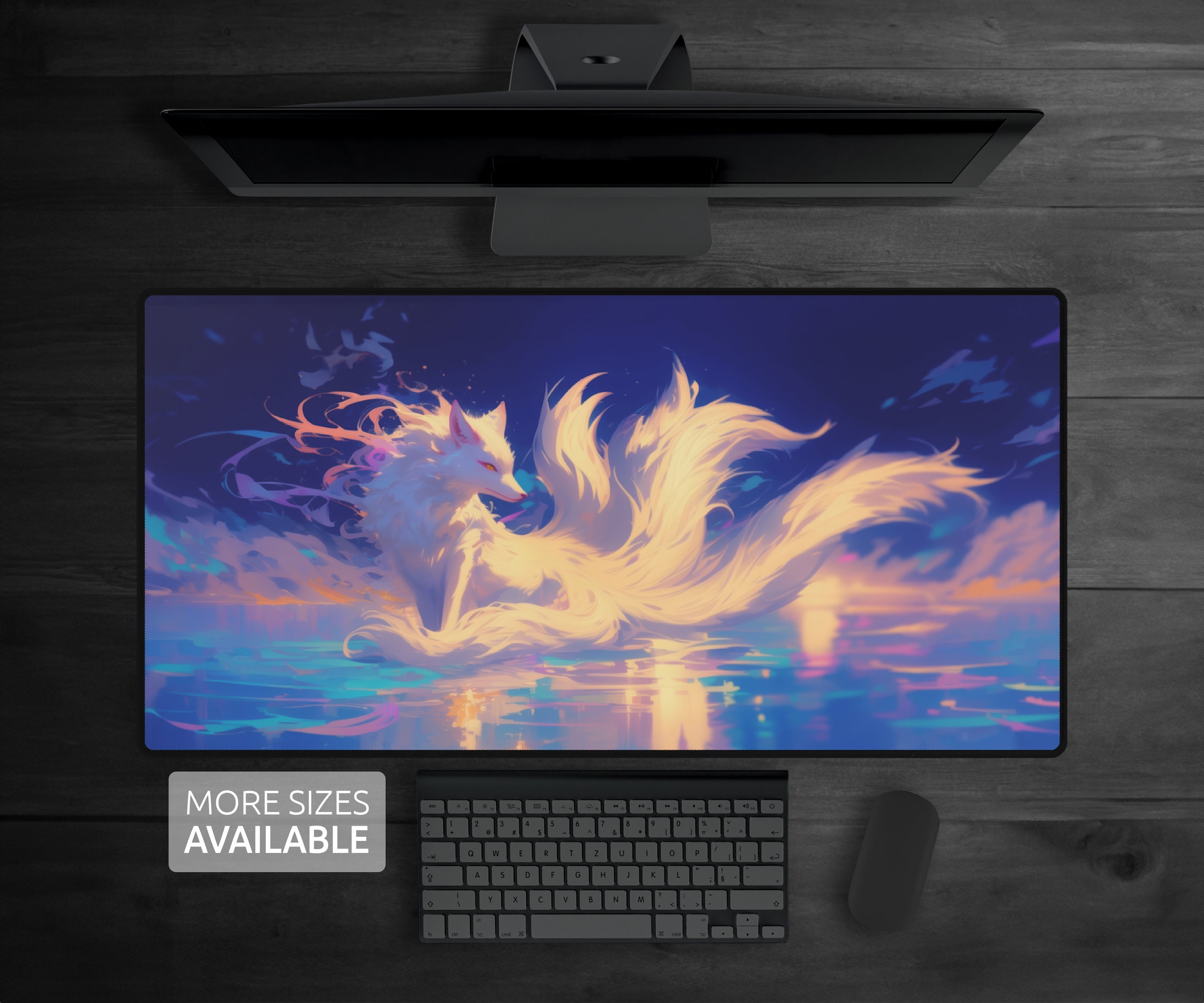 Ninetaled Fox Desk Mat, Anime Desk Mat, Anime Gaming Mouse Pad, Fantasy ...