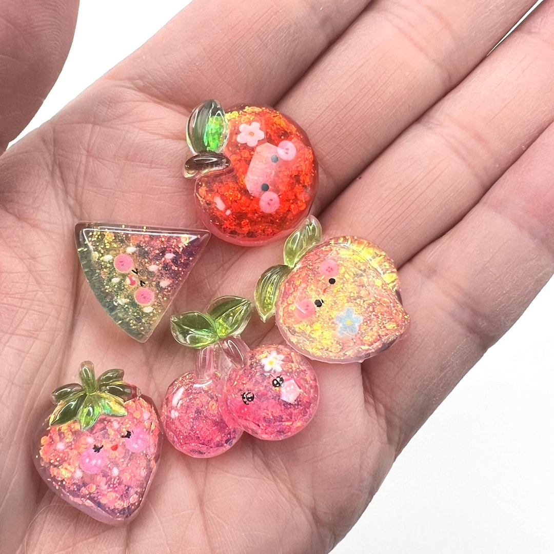Mixed Fruit Glitter Flat Back Charms | Fruit Charms for DIY Craft ...