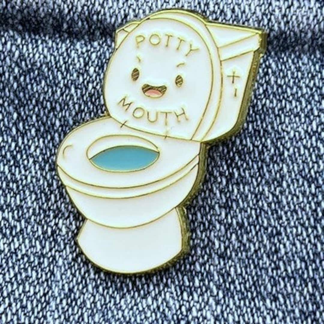 POTTY MOUTH Toilet Shaped Pin Lapel Badge Funny Pin for Clothes and ...