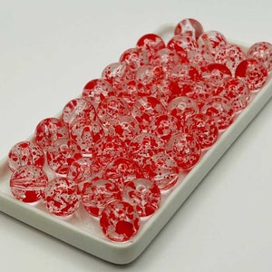 16mm Red Blood Splatter Beads for HALLOWEEN | Clear Bead With Red Paint ...