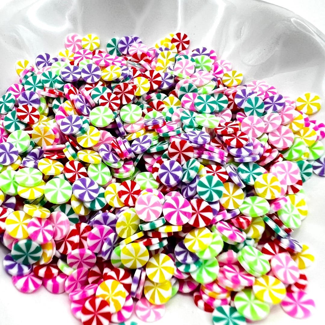 5mm Mini Fake Peppermint Candy, Pinwheels Multi Color, Polymer Clay ...