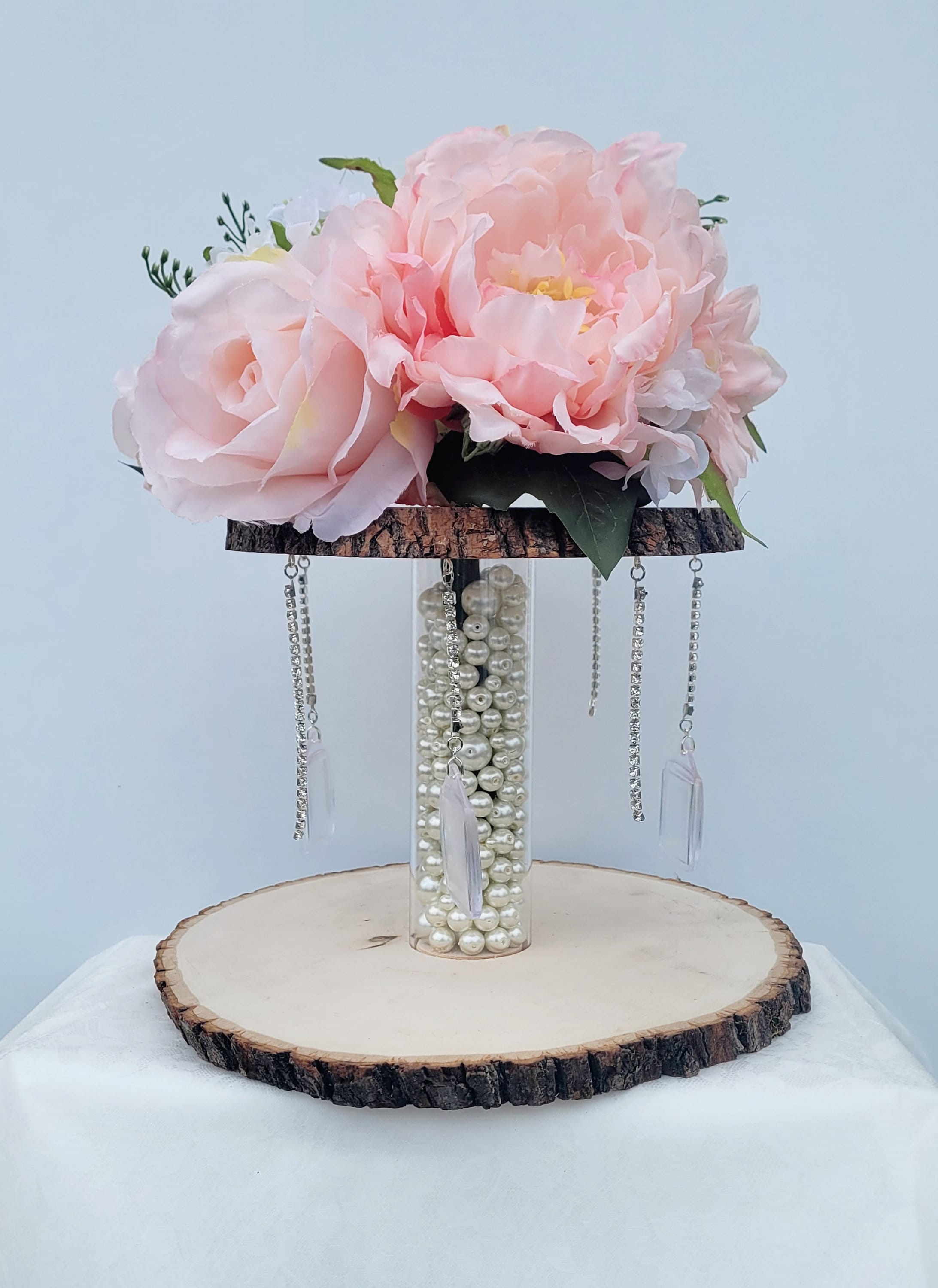 Wedding Centerpiece Rustic Wedding Floral Memorial Photo Chandelier ...