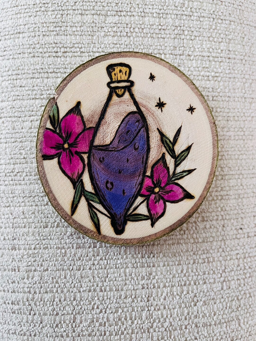 Magnet Woodburn Potion , Pyrography Art - Etsy