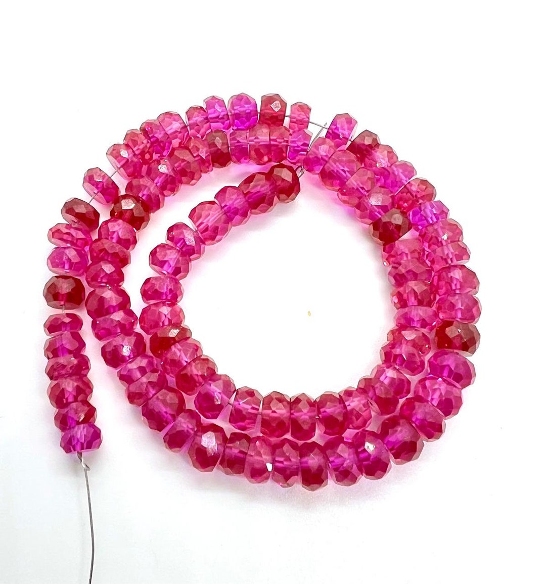 Extremely Beautiful Hot Pink Spinel Gemstone Faceted Rondelle Beads. 16 ...