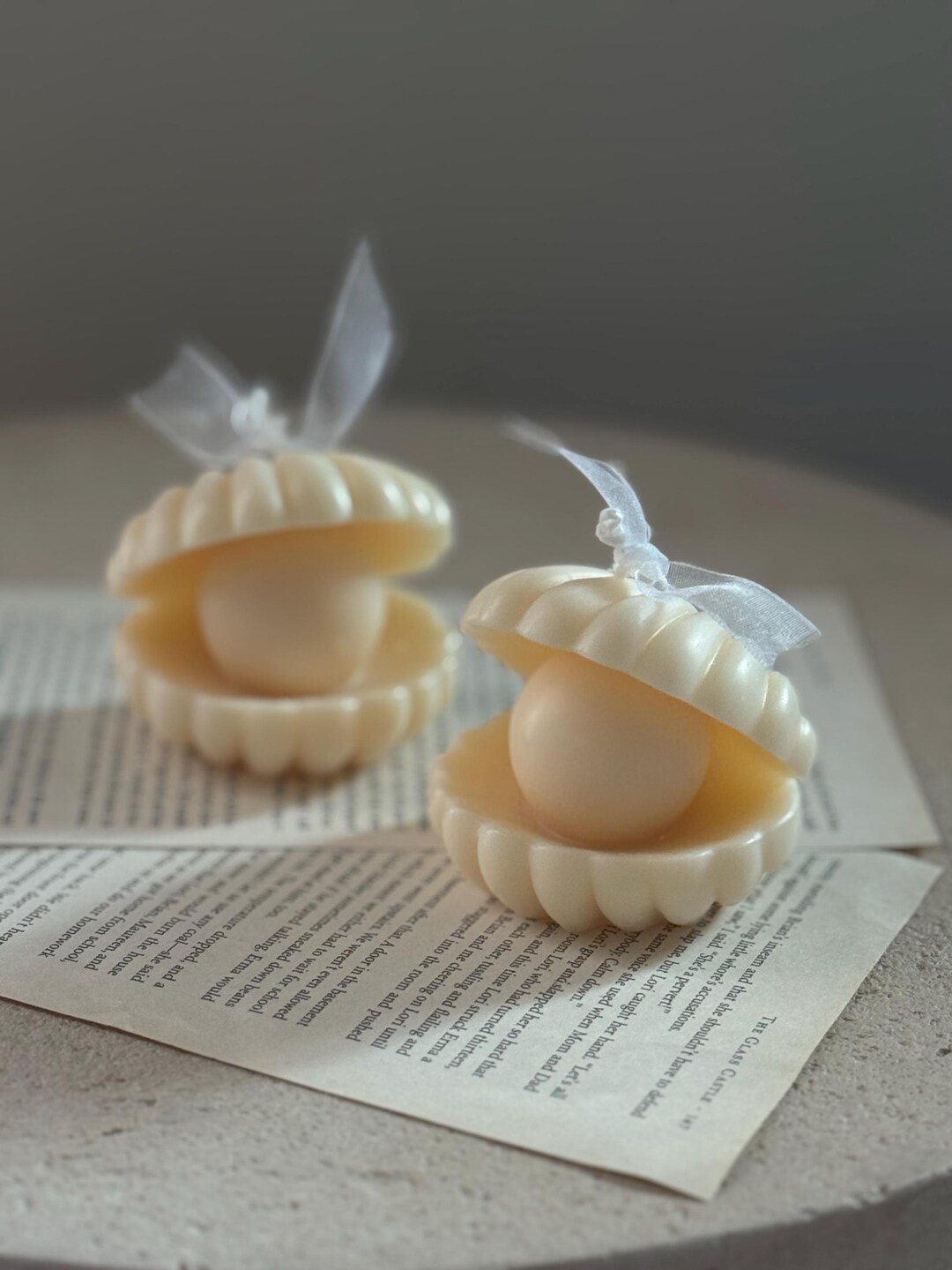 Pearl Seashell Candle: Clam Shell, Soy Wax, Home Decor - Etsy