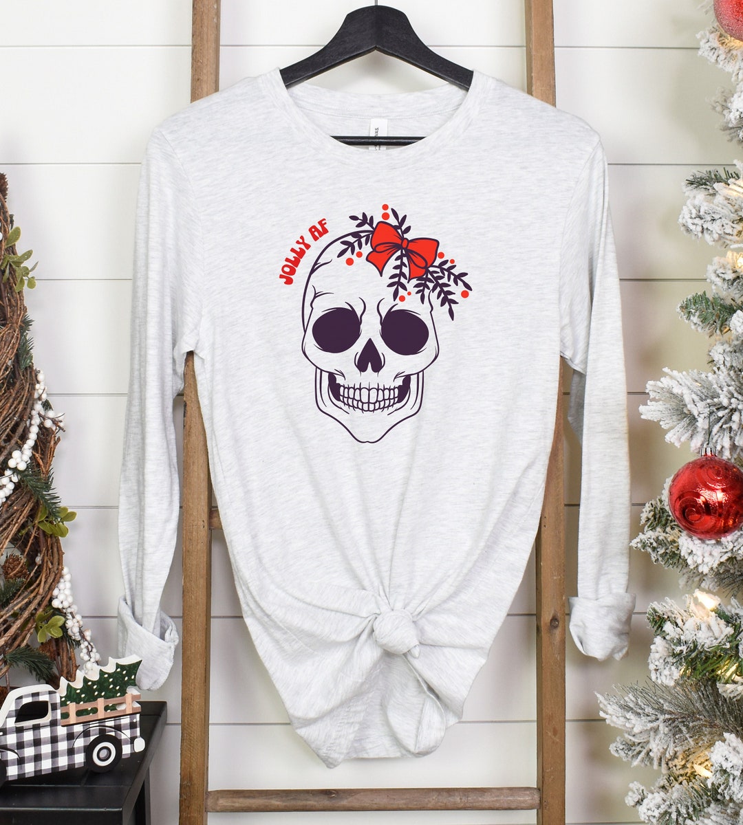 Christmas Skull Unisex Jersey Long Sleeve Tee With the Wording - Etsy