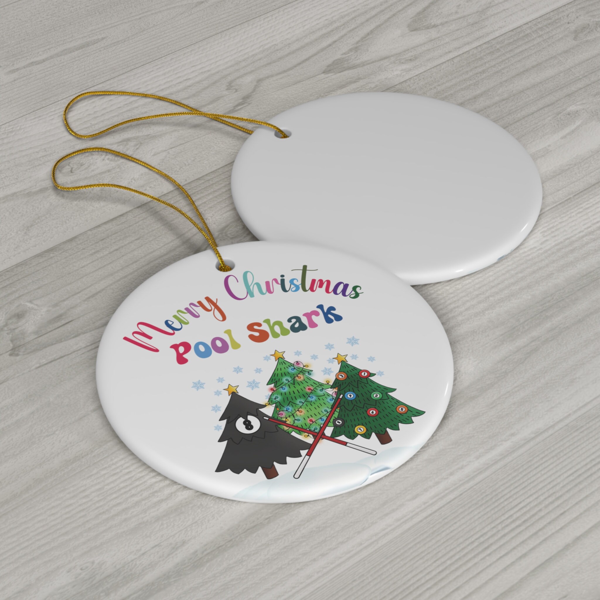 Pool Shark Ceramic Ornament, Gift, Present, Merry Christmas, Pool Que ...