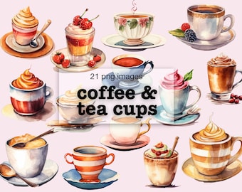 Watercolor Sweets and Coffee Clipart Set - Sweet Dessert Png Images for ...