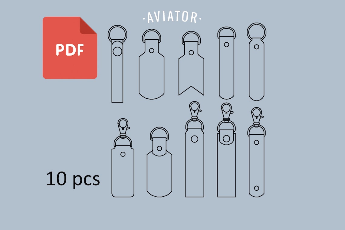 PDF Keychain 10 Pcs Template Key Organizer Key Ring Car Key Tag Pattern ...