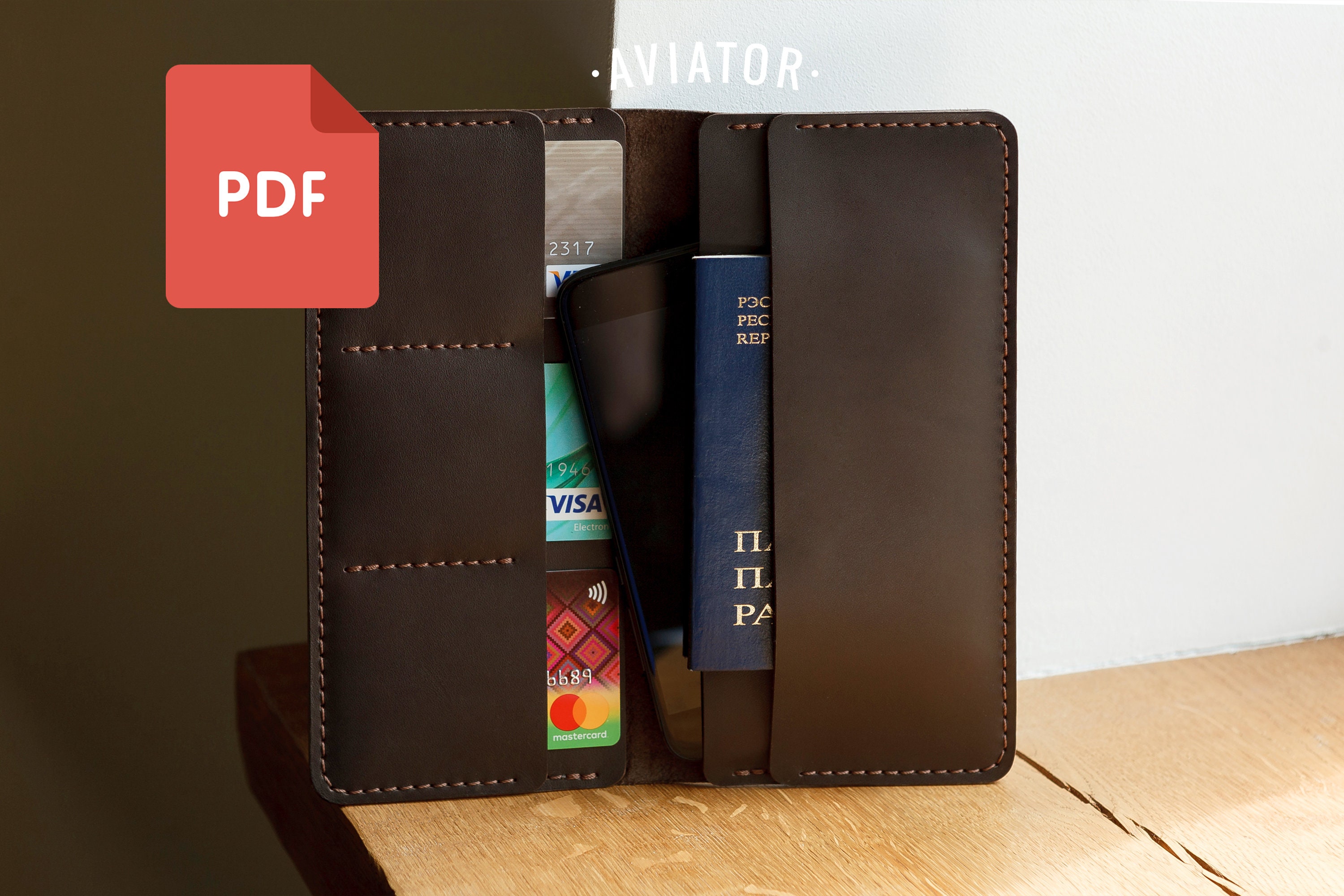 PDF Travel Wallet Template Leather Clutch Wallet Long - Etsy