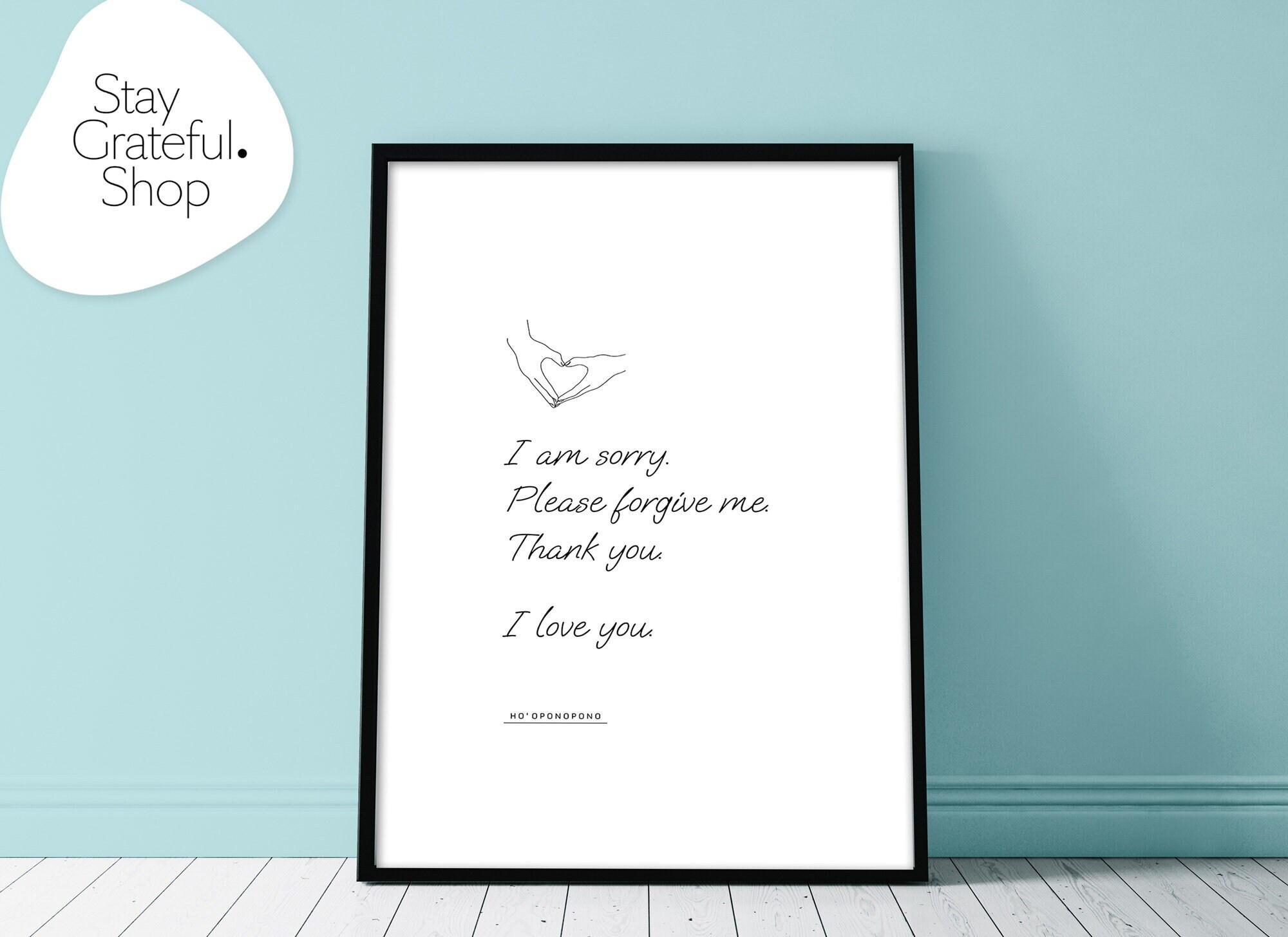 Ho'oponopono Prayer Printable Art Hawaiian Prayer Ho'oponopono Wall Art ...