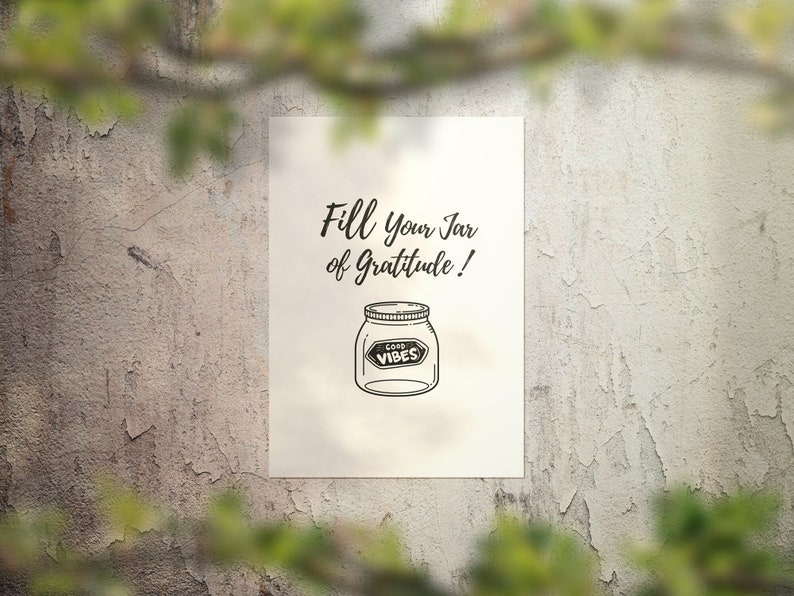 Daily Gratitude Jar Printable Art | Attitude Gratitude Sign Wall Art ...