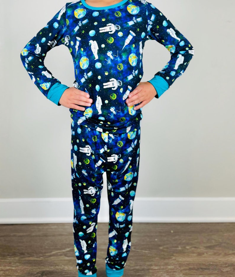 In Space Boys Organic Bamboo Boys Toddler Pajamas | Eco-friendly Bamboo ...