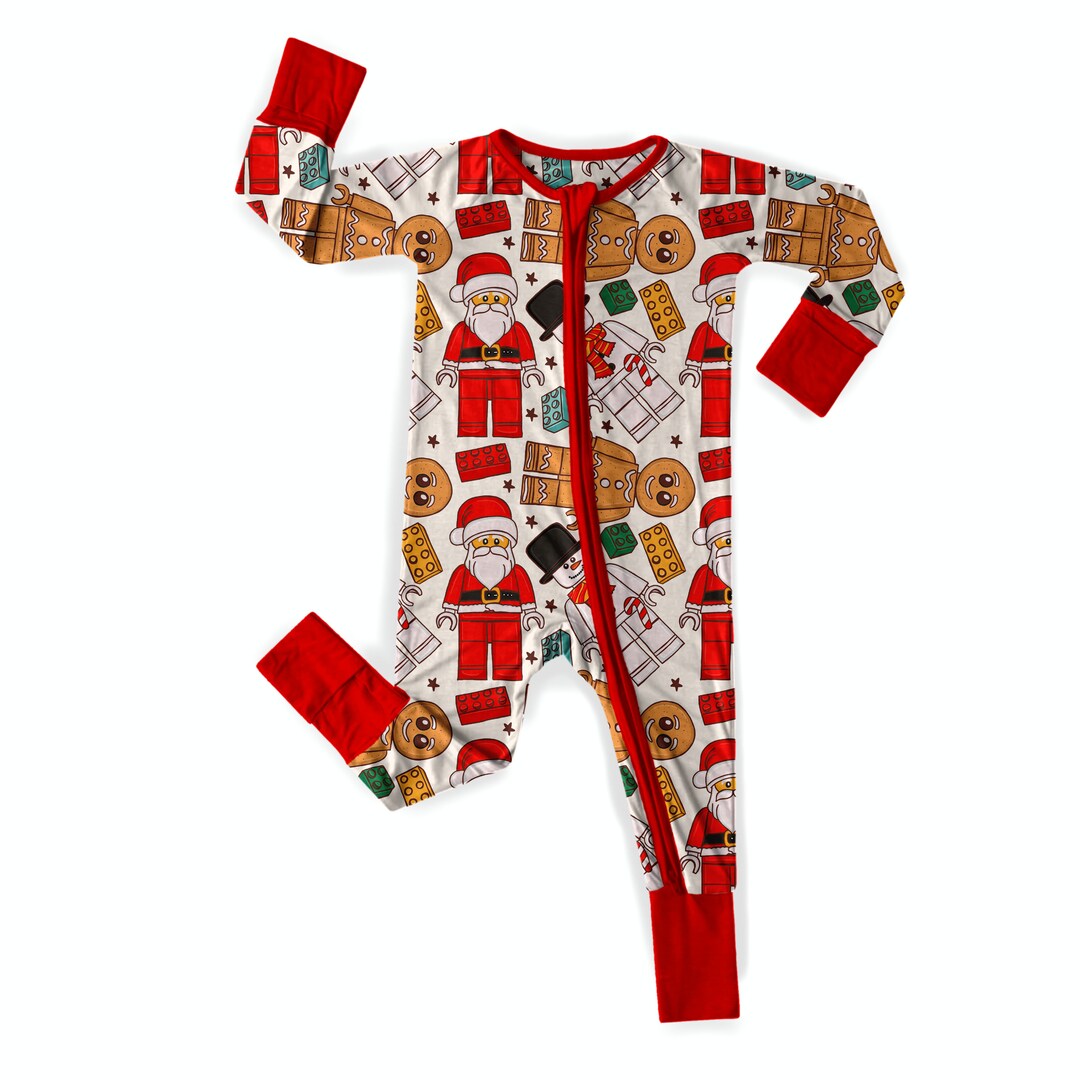 Pre-order Santas Block Party Boys Bamboo Zippies Sleeper Boys Christmas ...