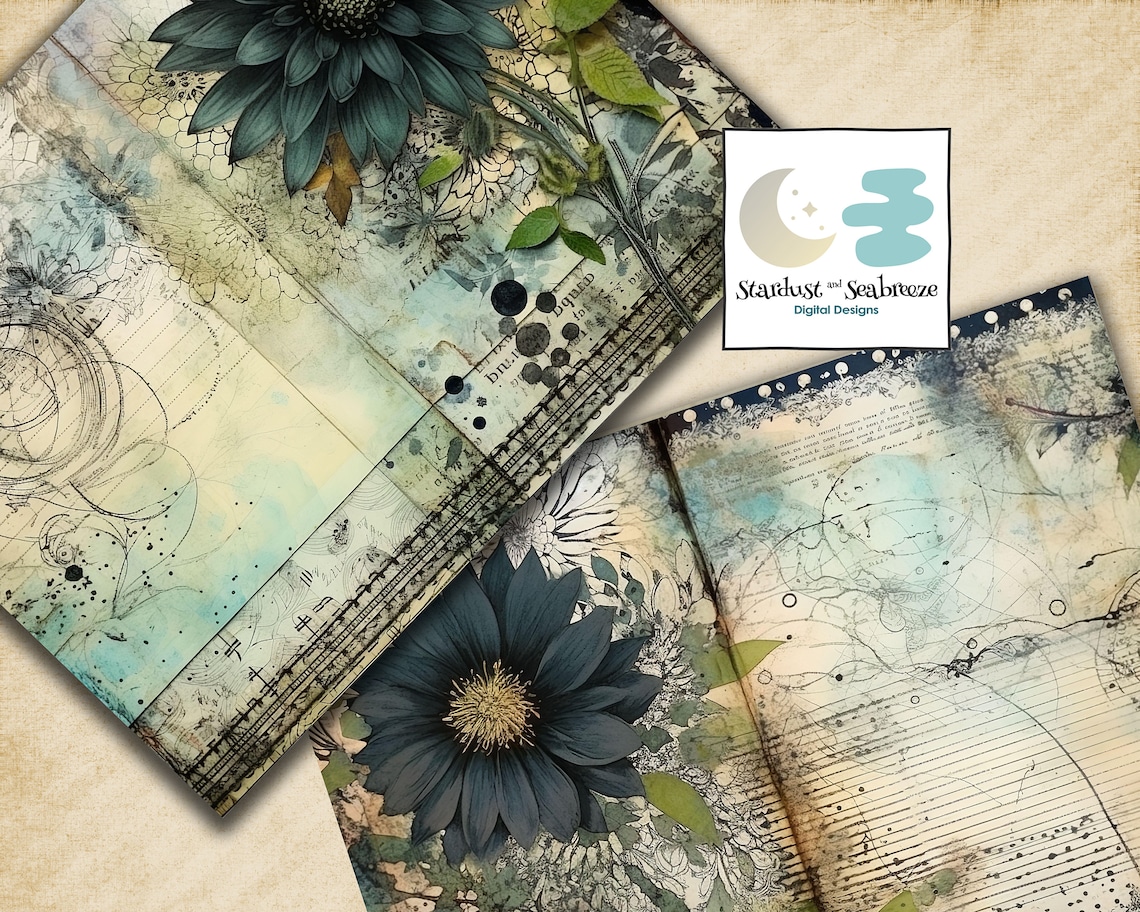 Vintage Black Dahlia Junk Journal Pages - 16 Total Pages for Journaling ...