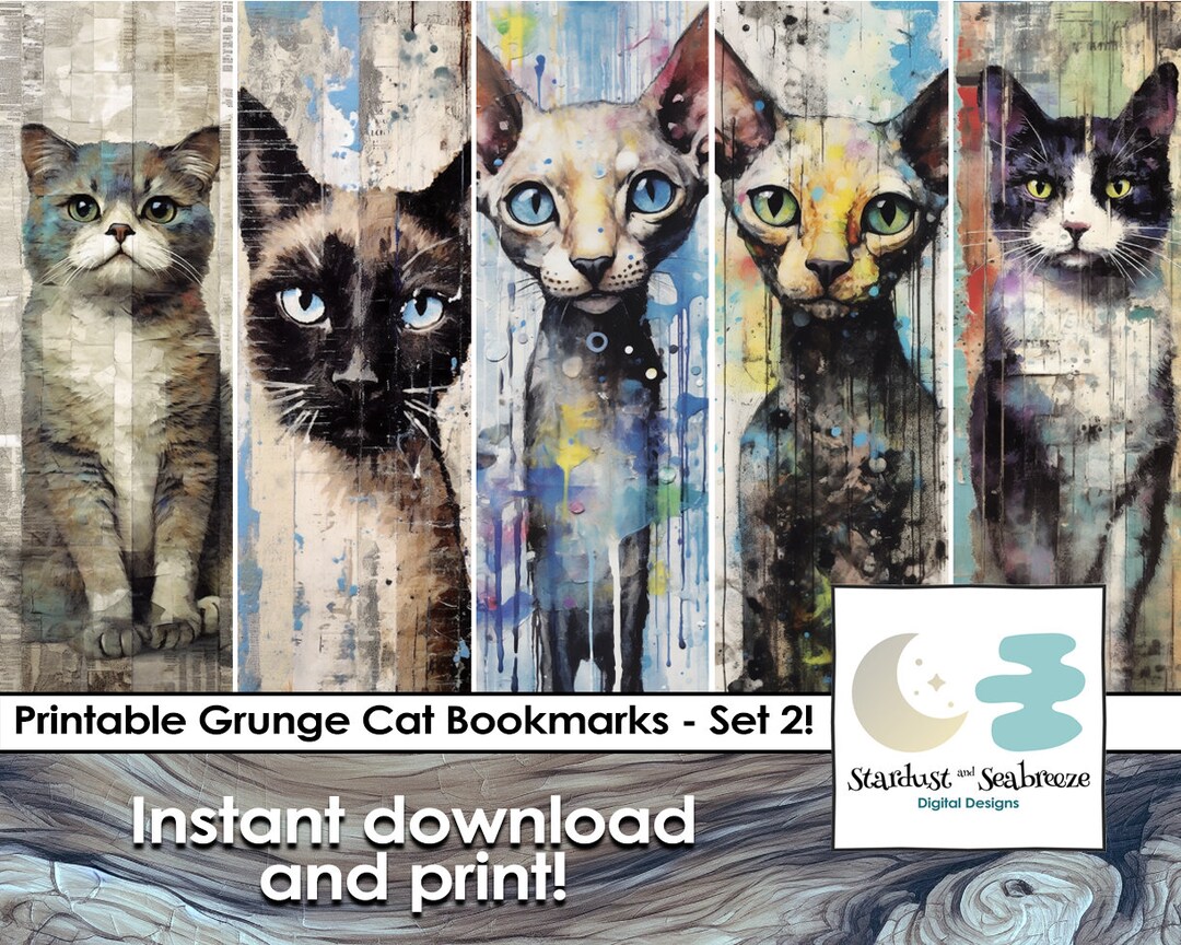 Cute Cat Bookmarks: Digital Cat Bookmark Bundle for Download and ...