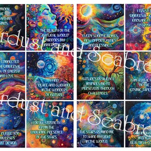 Cosmos Cards: 30 Printable Daily Affirmation Cards - Colorful Cosmic ...