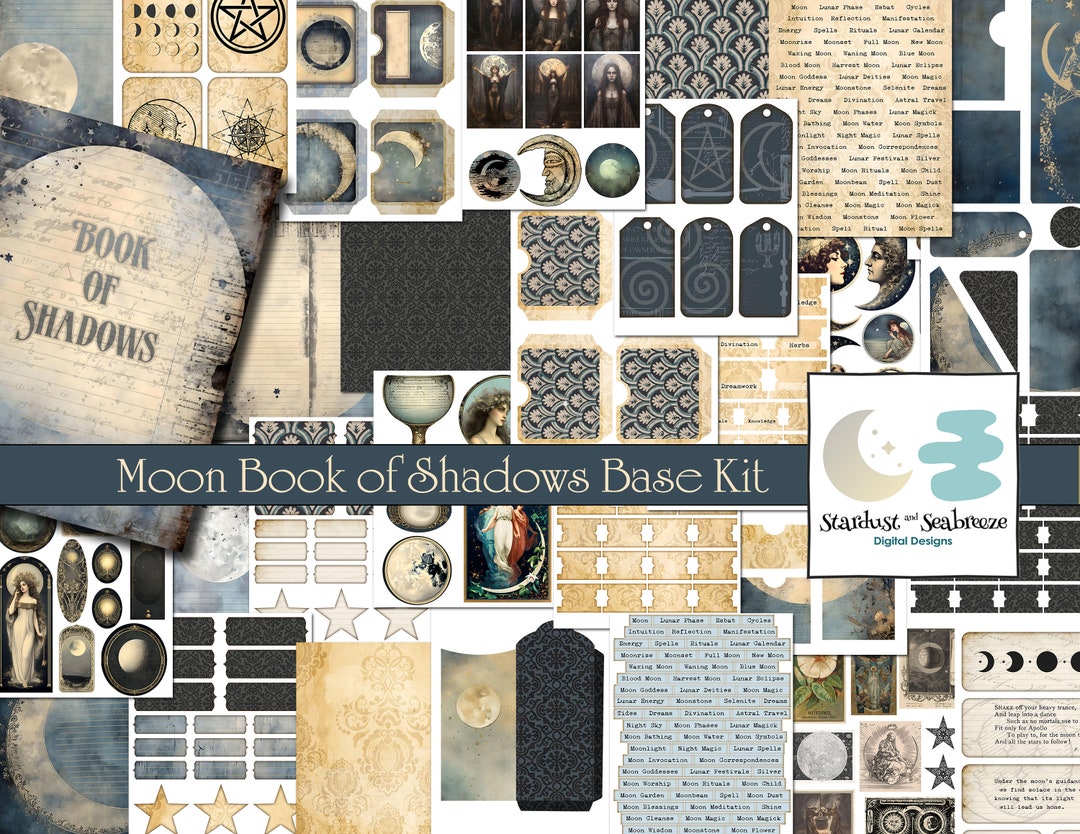 Moon Book of Shadows Base Kit - Vintage Moon Grimoire Junk Journal ...