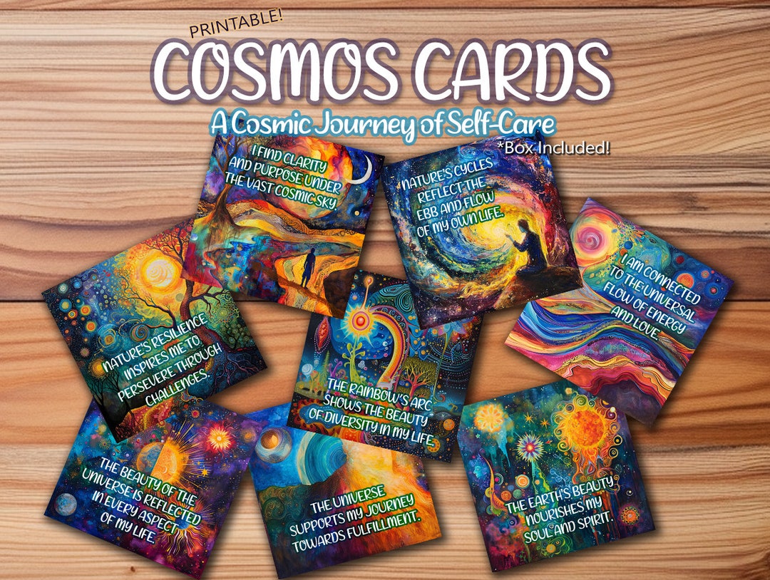 Cosmos Cards: 30 Printable Daily Affirmation Cards - Colorful Cosmic ...