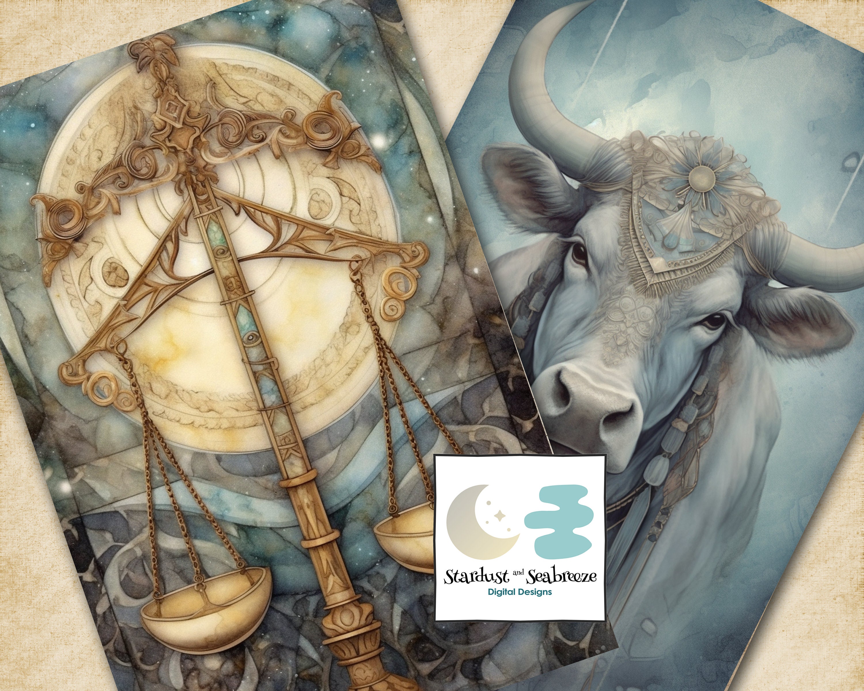 Zodiac Signs Digital Paper Printable Vintage Junk Journal - Etsy