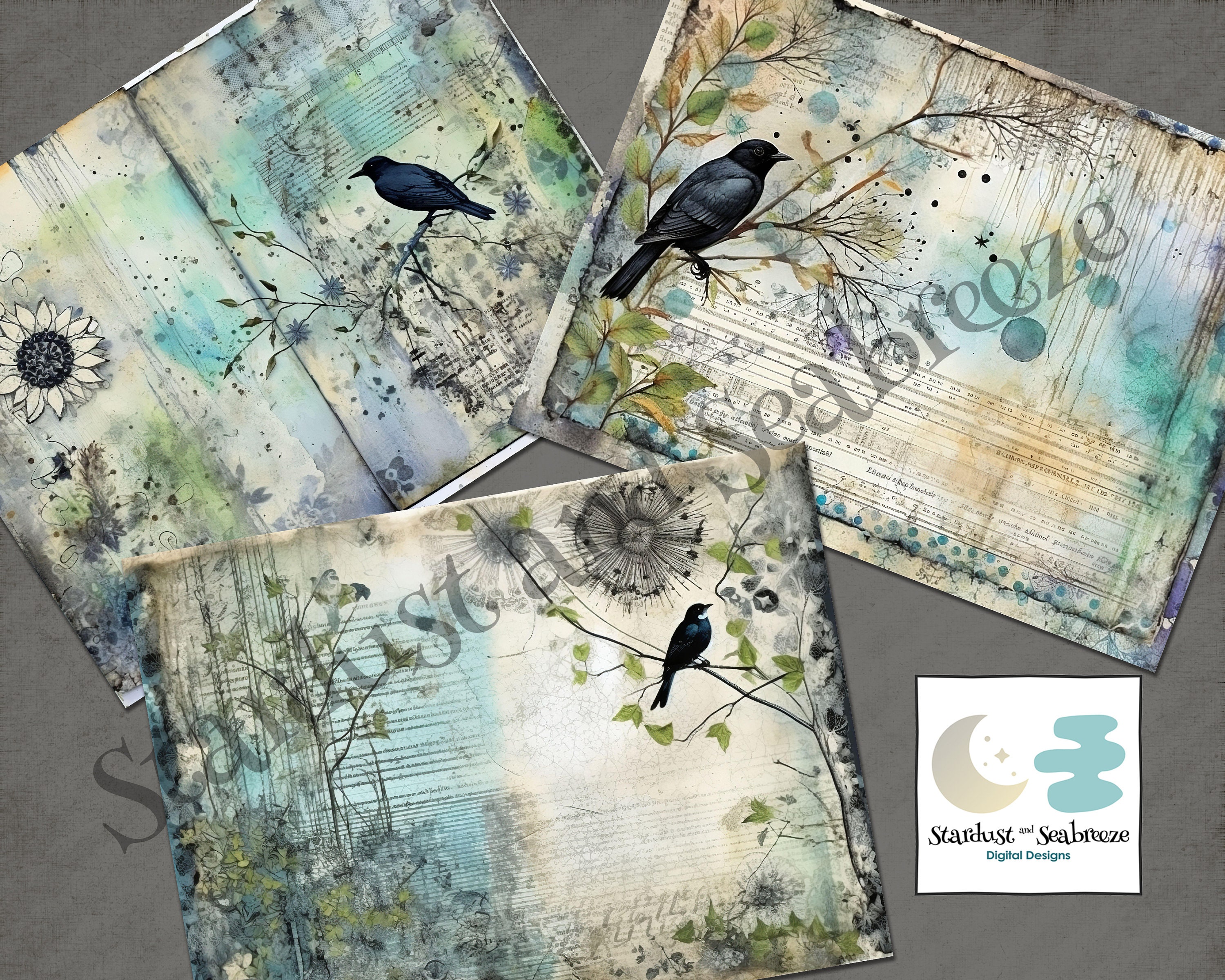 Boho Grunge Crows & Ravens: Printables for Junk Journals and Scrapbooking Personal and ...
