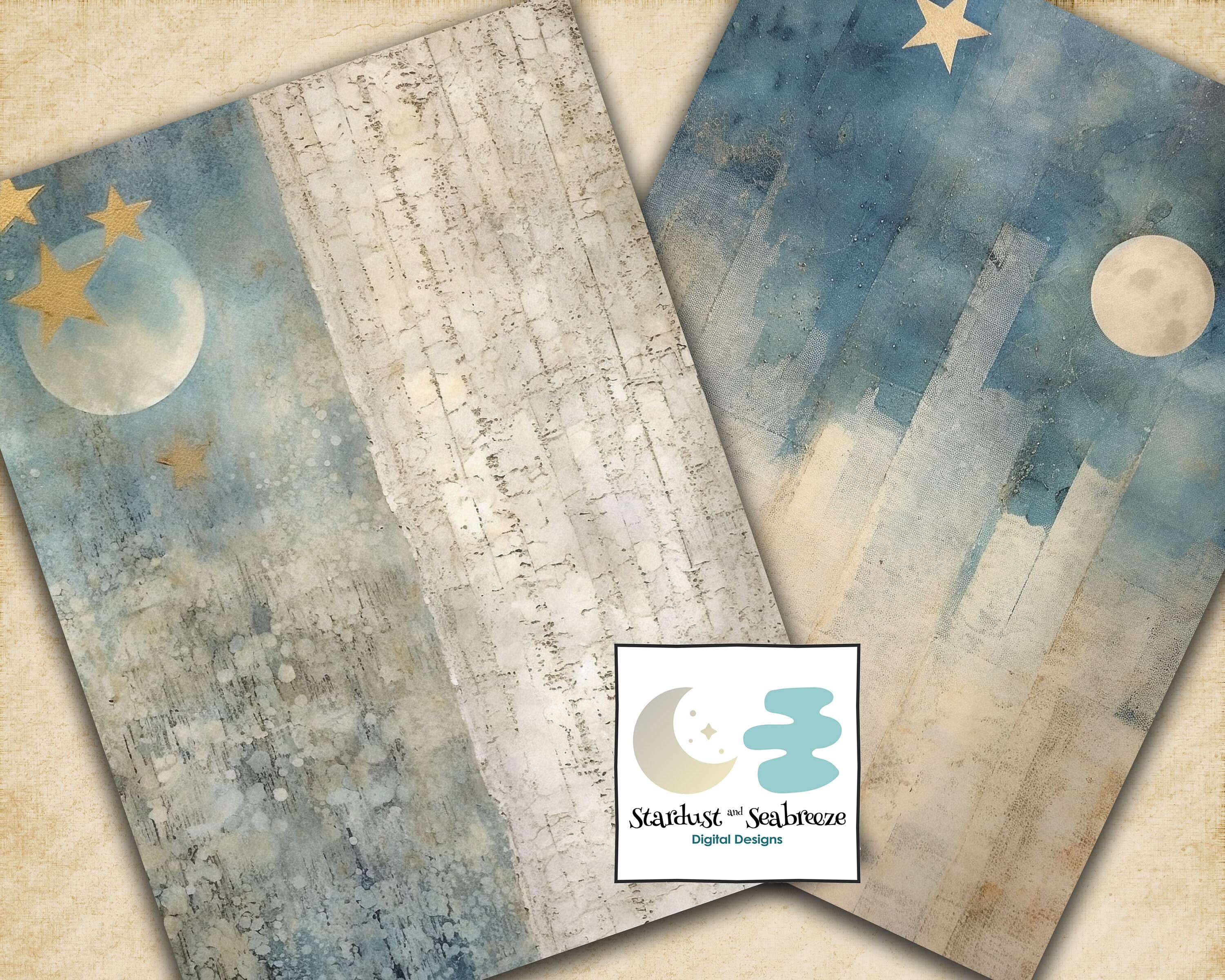 Vintage Starry Night Digital Paper - Original, High-quality Printable ...