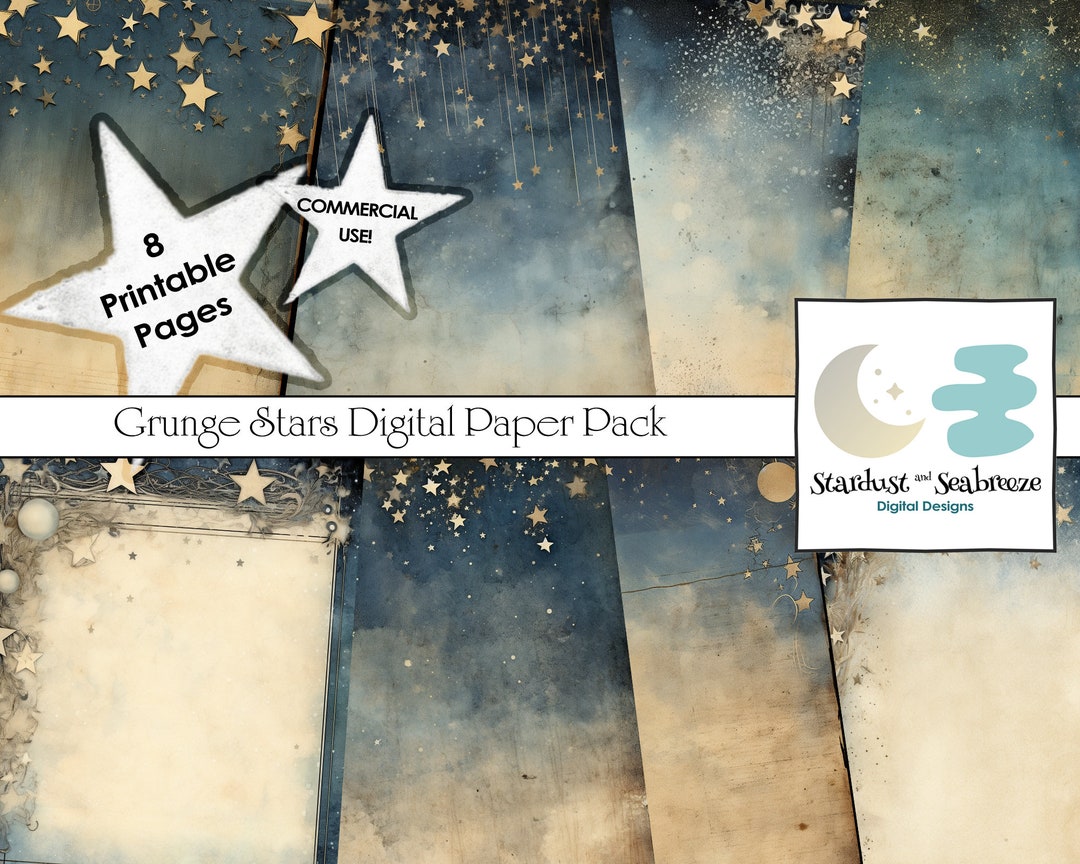 Grunge Star Digital Printable Paper - Etsy