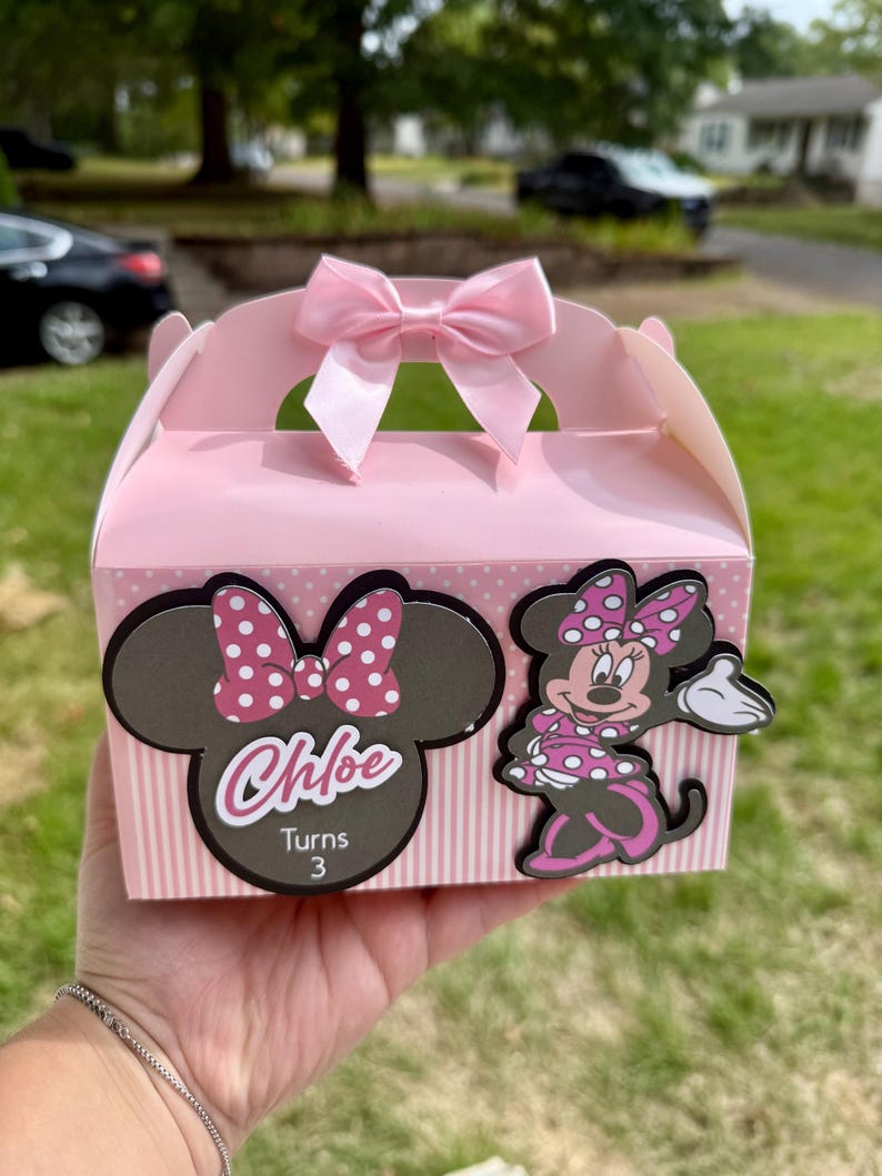 Minnie Mouse Favor Box | Personalized Minnie Mouse Party Favor | Pink ...