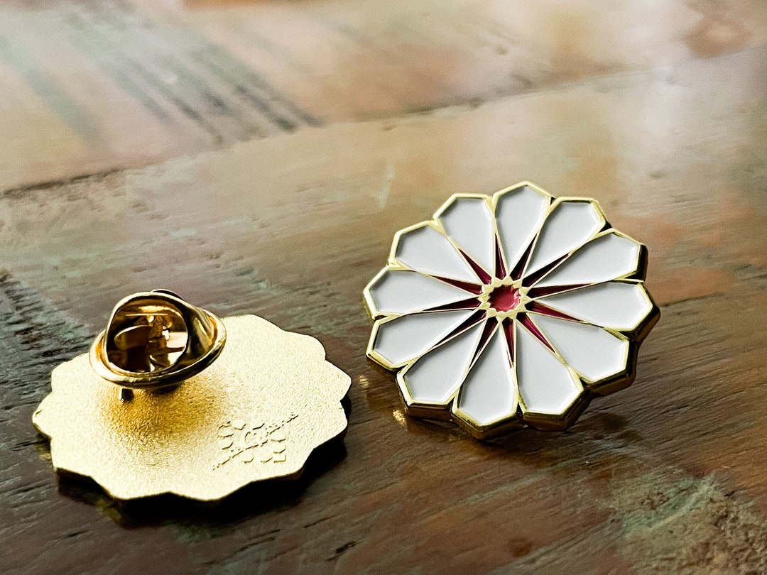 Rose Enamel Pin, Geometric Islamic Arabesque Design - Etsy