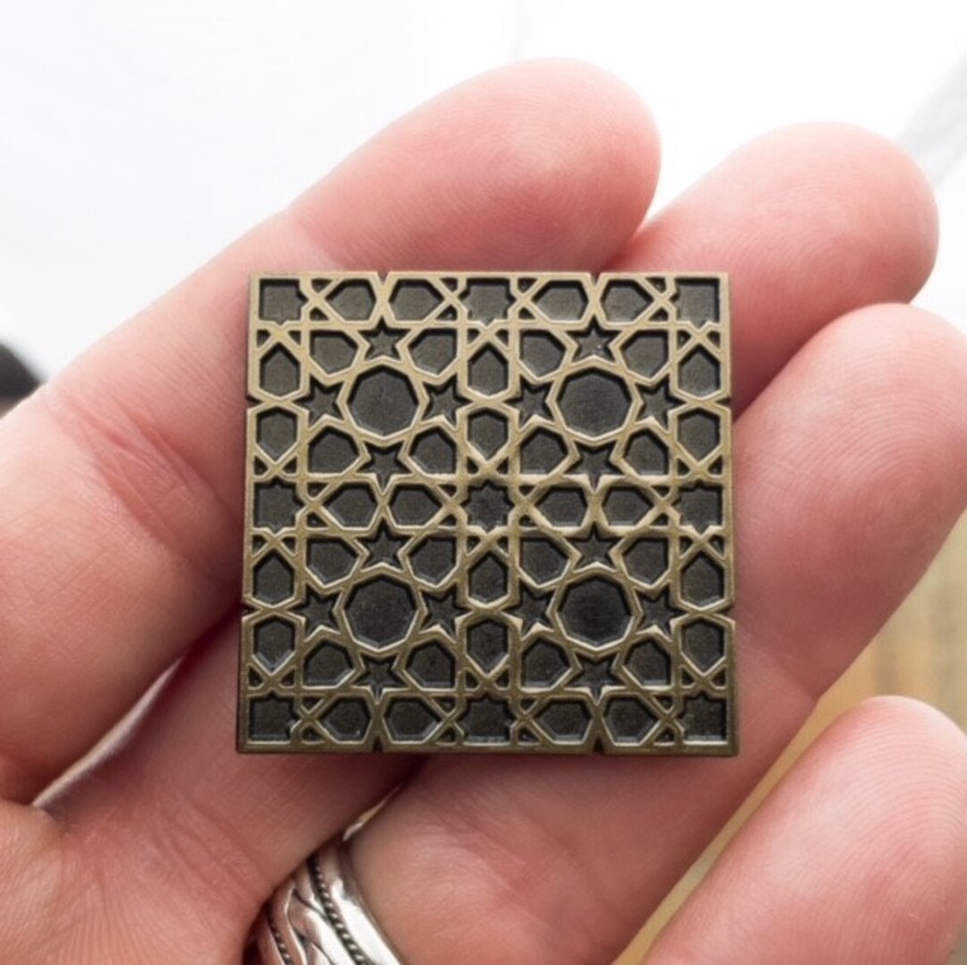Antique Gold Pin Islamic Gemoetric Enamel Pin Egyptain Art Square Hat ...